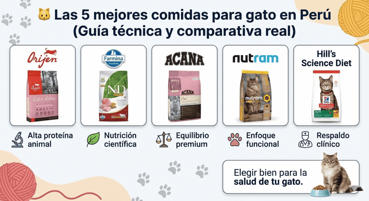 🐱 Las 5 mejores comidas para gato en Perú (Guía técnica y comparativa real)